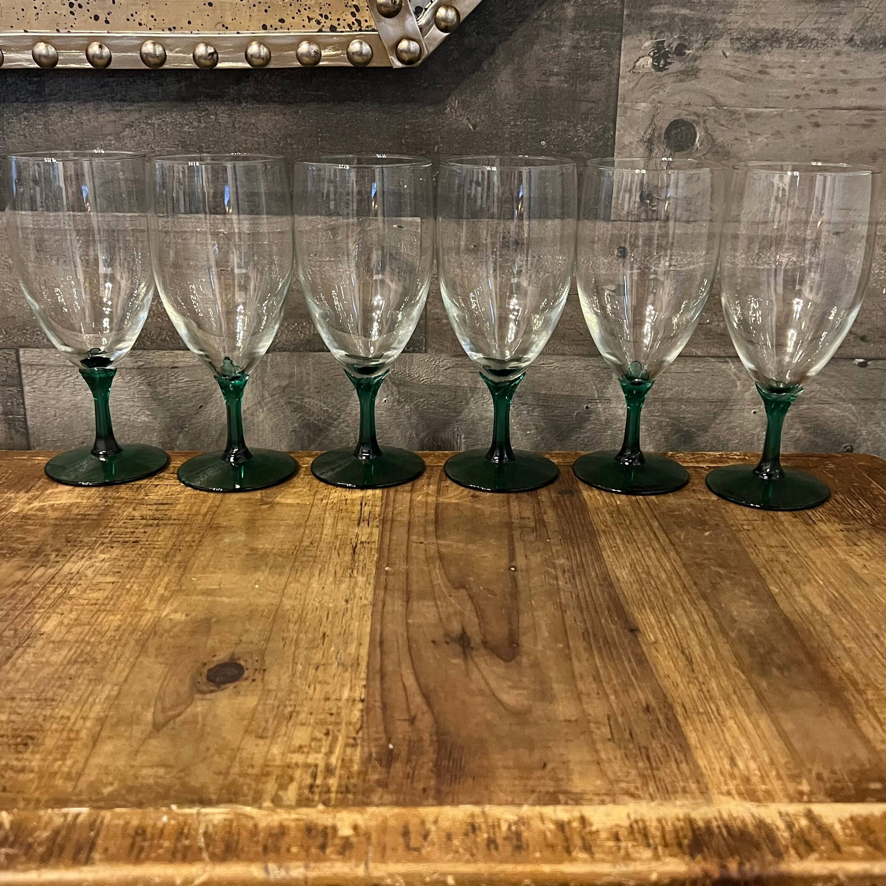 Libbey Glass Domaine Green Juniper Stem Clear Glass Goblets - Etsy