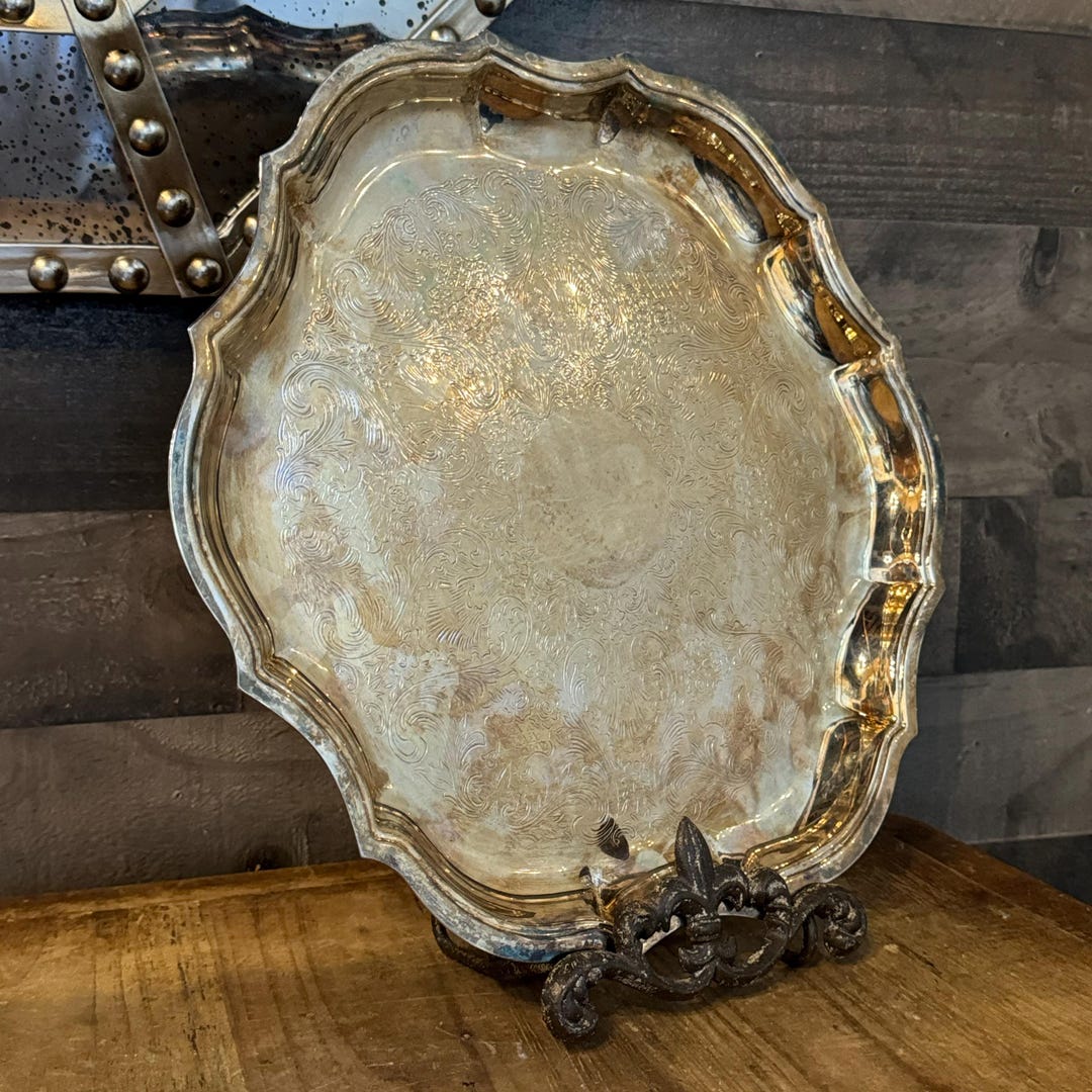 Vintage Oneida Silverplated Serving Tray - Etsy