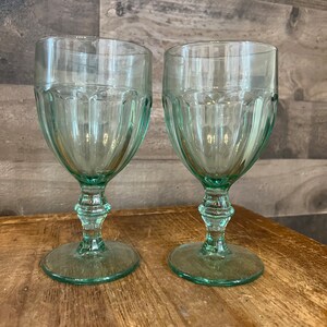 2 Libbey Glass Gibraltar Spanish Green Water Goblets - Etsy