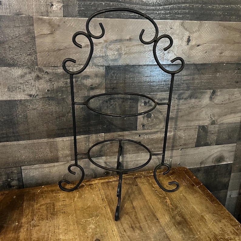 Wrought Iron 2 Tier Plate Rack - Pie Rack - Dessert Stand - Etsy