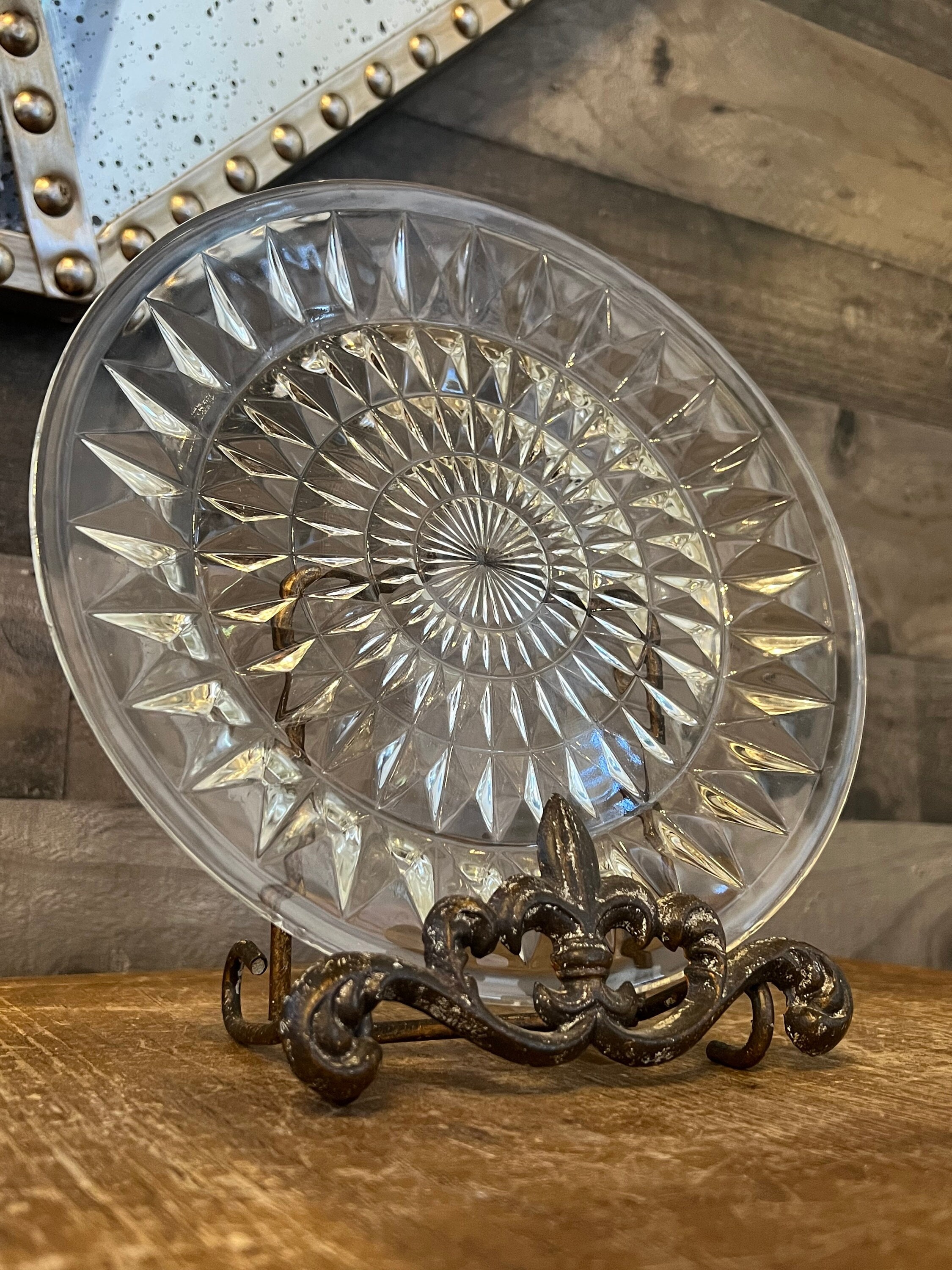 Vintage Jeannette Glass Company Glass Diamond Pattern Plate Dinner ...