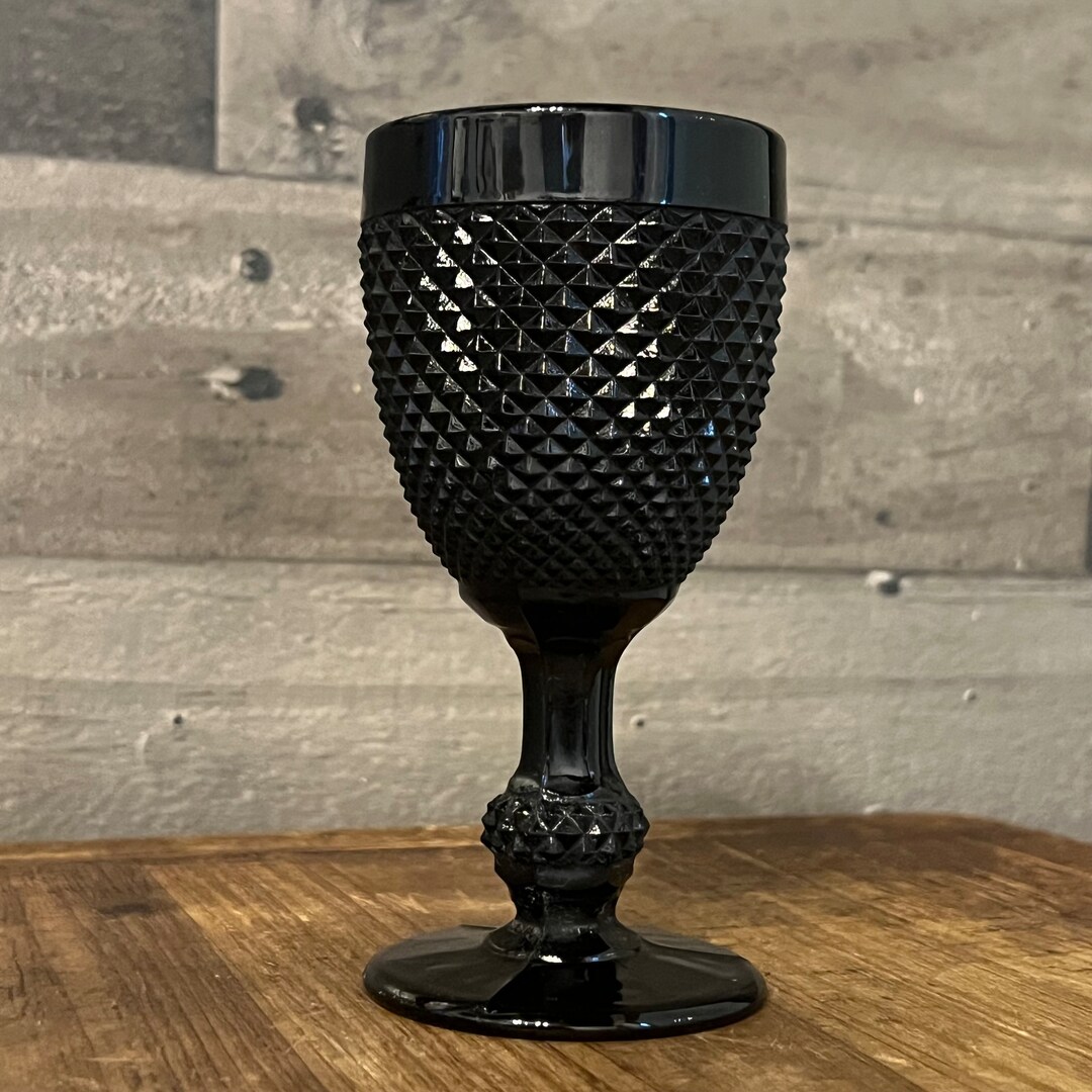 Black Diamond Point Glass Goblet Wine Glass - Etsy
