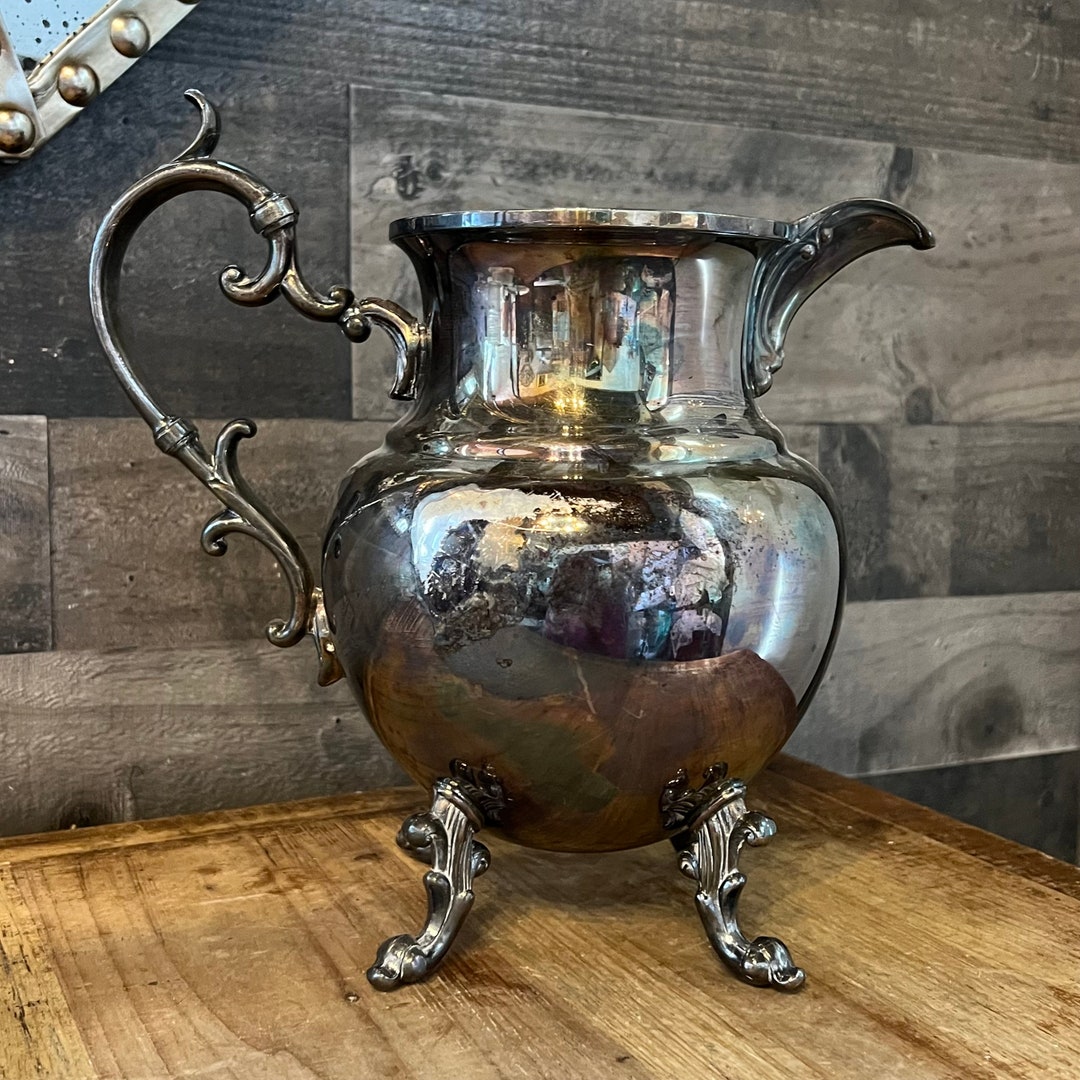Vintage Birmingham Silver Company Silver on Copper Footed Pitcher - Etsy