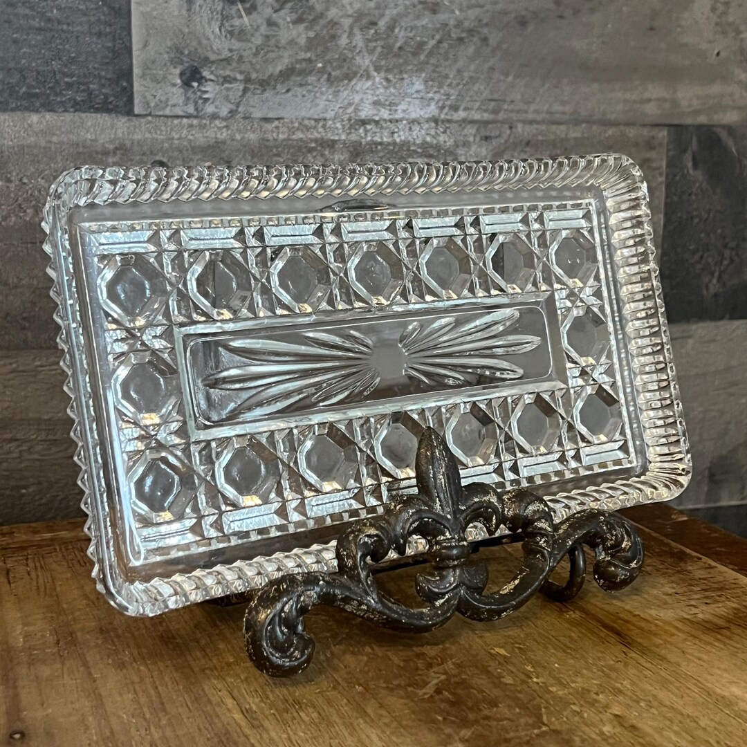 Vintage Rectangular Glass Tray - Serving Tray - Trinket Tray - Etsy
