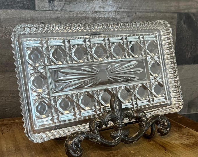 Vintage Rectangular Glass Tray - Serving Tray - Trinket Tray - Etsy
