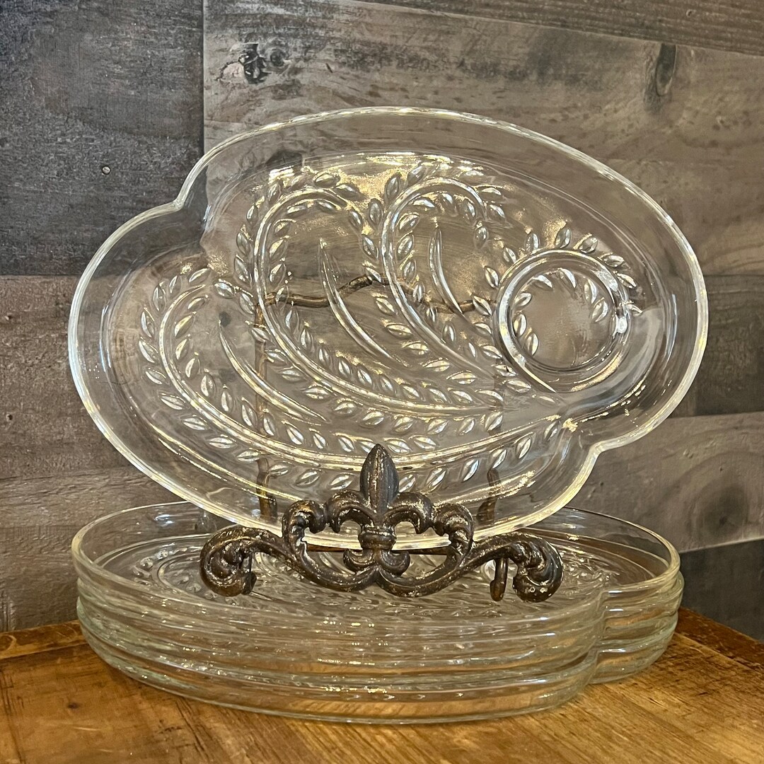 Vintage Federal Glass Homestead Hospitality Snack Plates - Set of 4 - Etsy