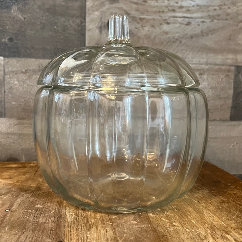 Vintage Clear Glass Pumpkin Candy Dish With Lid - Etsy