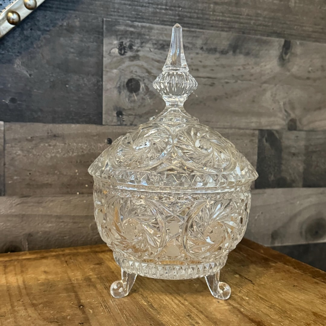 Vintage Imperlux Crystal Lidded Candy Dish - Etsy