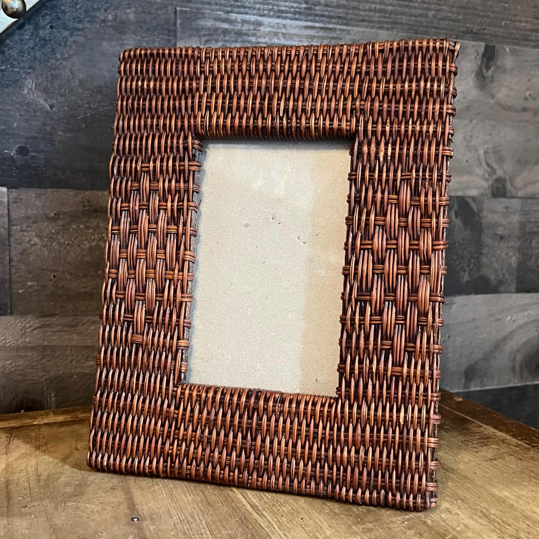 5 Vintage Wicker Rattan Picture Frames - Etsy