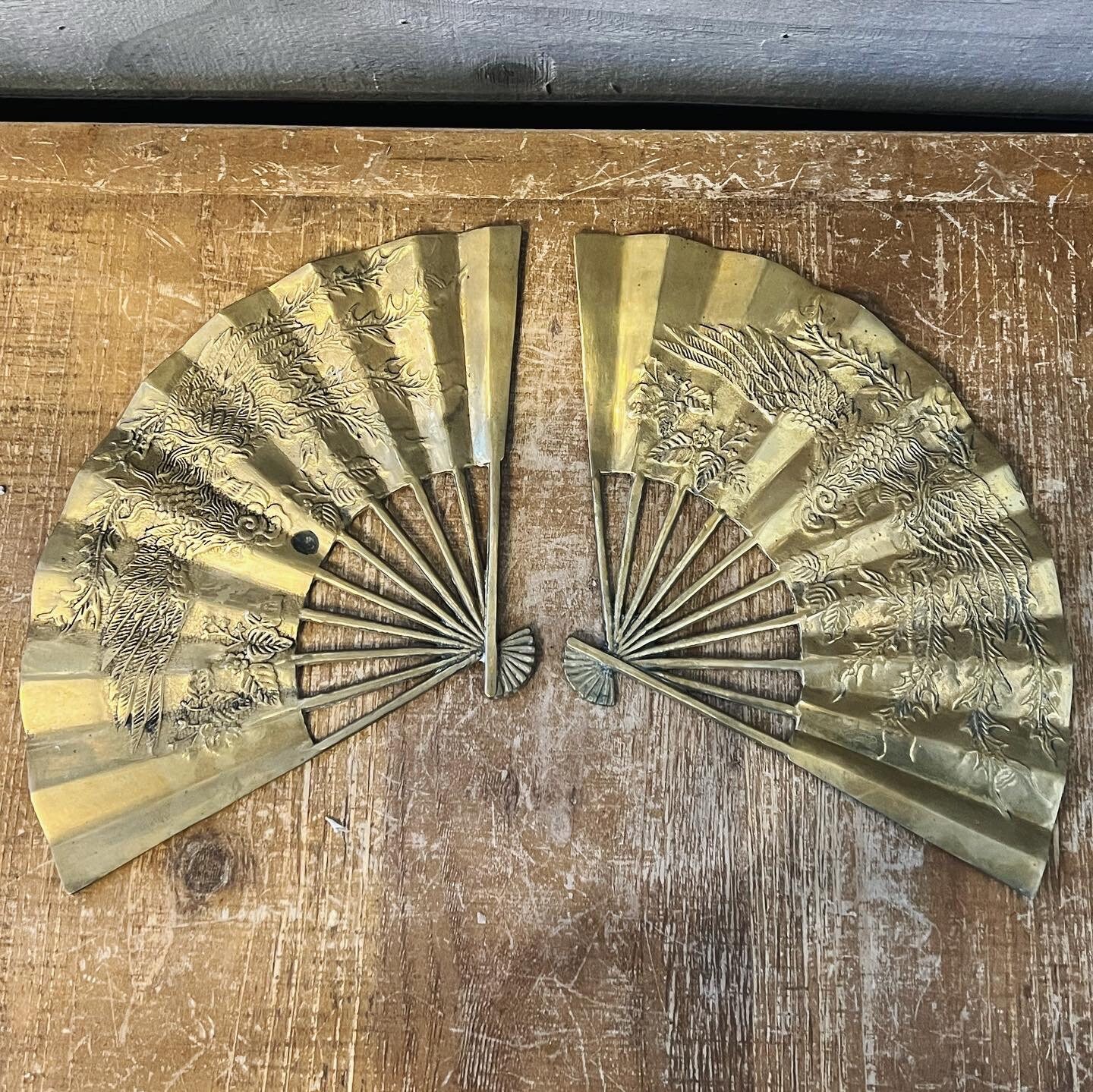 Vintage Pair of Brass Oriental Fans Brass Decor Brass Fans - Etsy