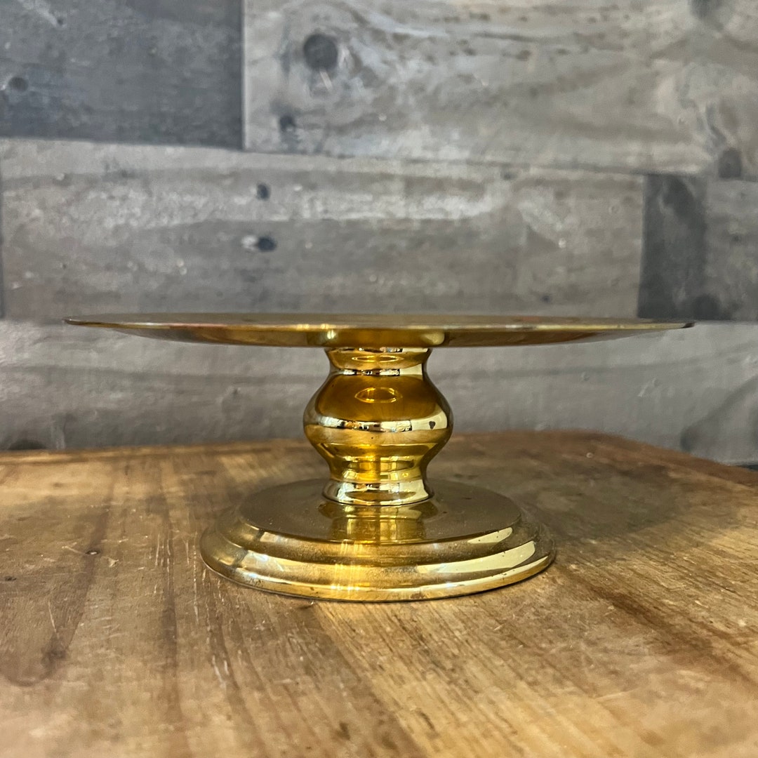 Vintage Brass Pillar Candle Holder Brass Pedestal Dish - Etsy