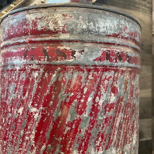 Vintage Galvanized Rustic Metal Handles Gasoline Can - Red Chipped ...