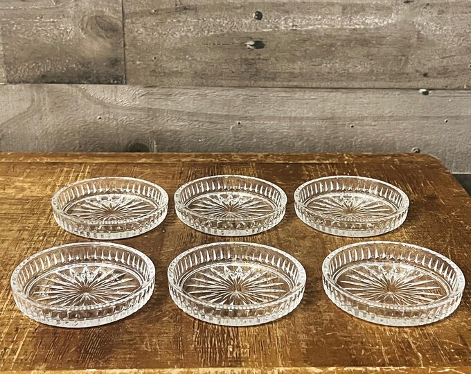 Elegant Set of 6 Vintage Clear Crystal Glass Coasters - Etsy