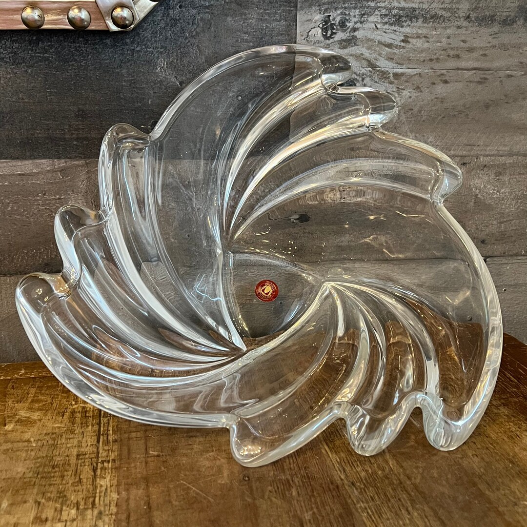 Vintage Waltherglas Large Art Deco Clear Glass Swirl Bowl Made in ...