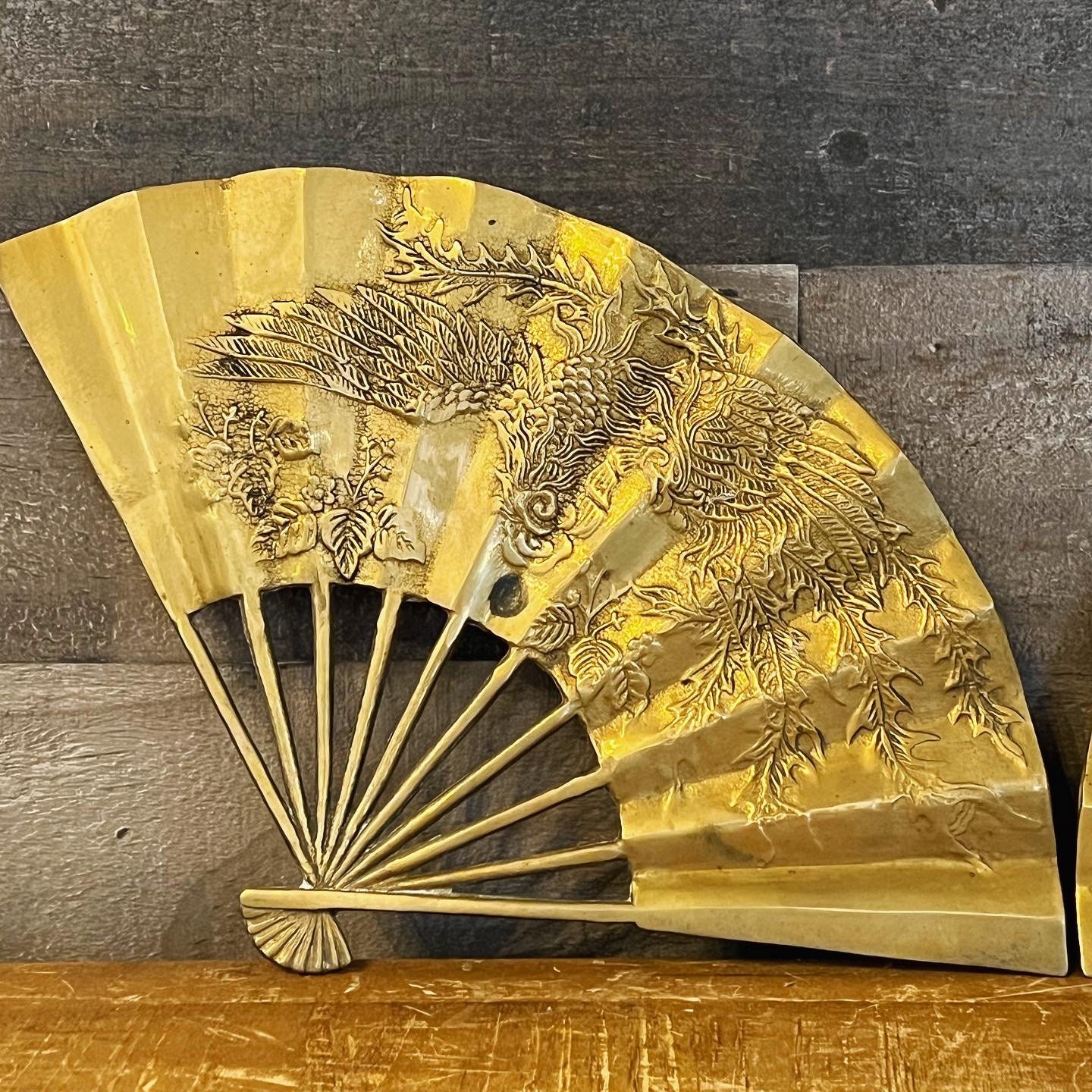 Vintage Pair of Brass Oriental Fans Brass Decor Brass Fans - Etsy