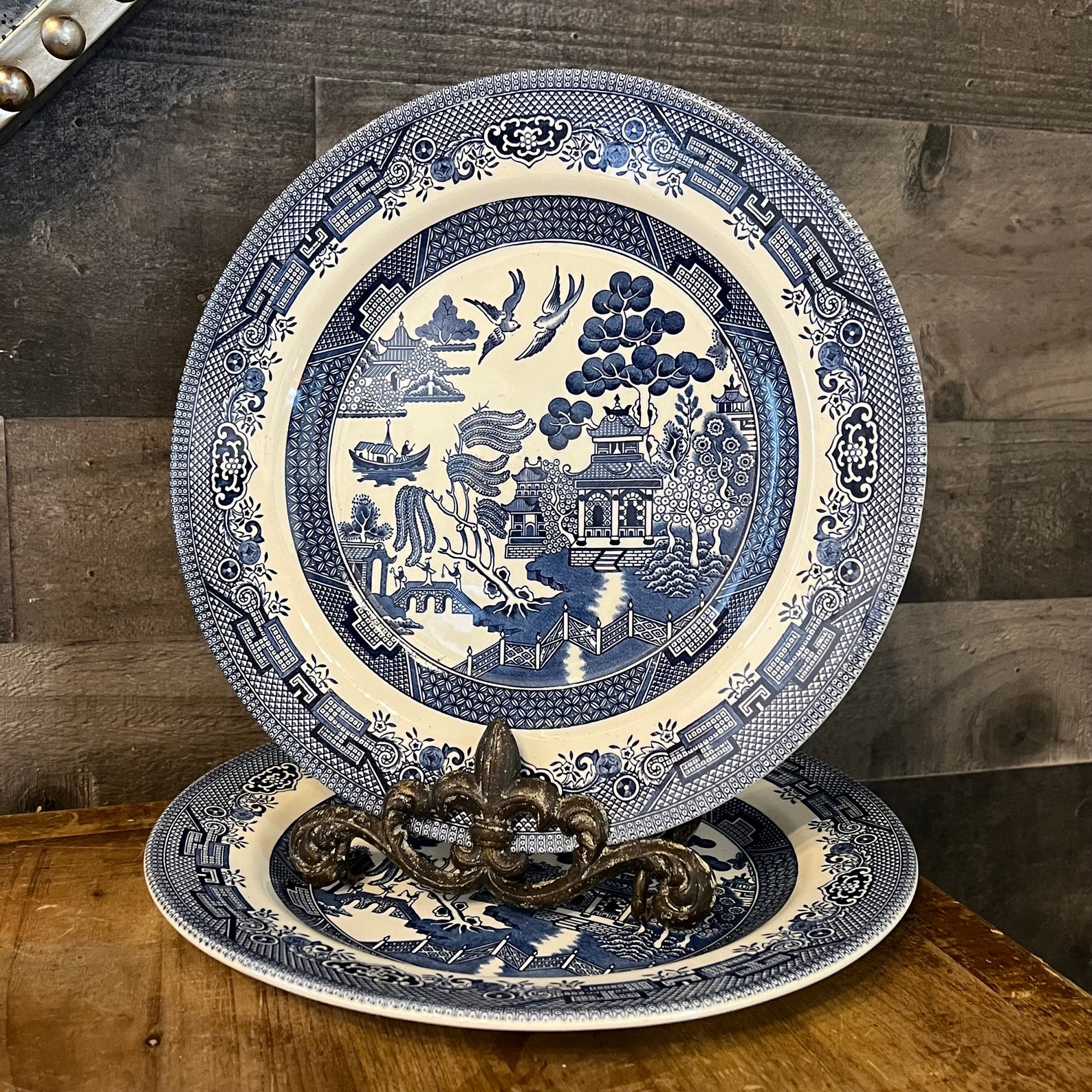 Vintage Churchill England Willow Blue and White Large Dinner - Etsy