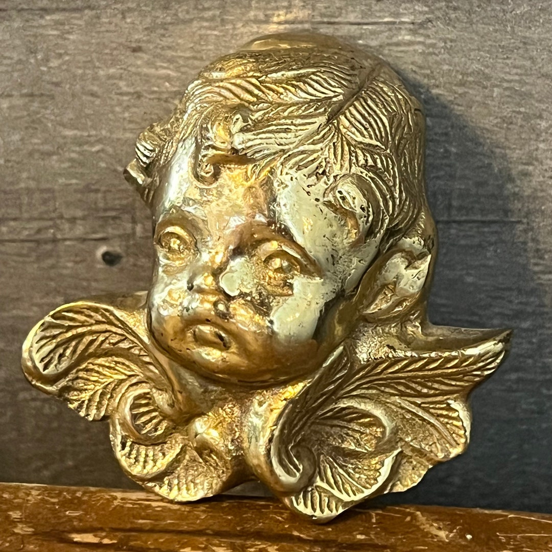 Vintage Petite Brass Cherub Angel Face Wall Decor - Etsy