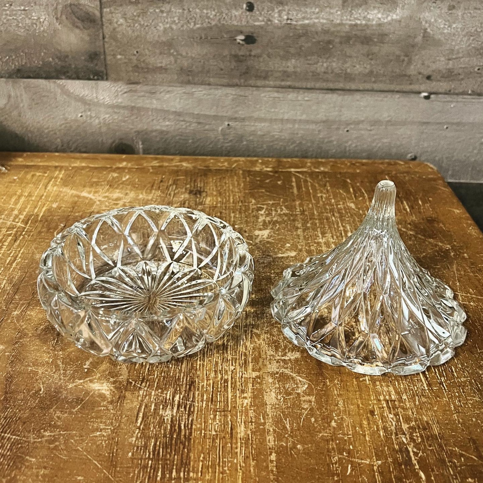 Vintage Crystal Candy Dish Hershey's Kiss Candy Dish Pointed Candy Dish ...