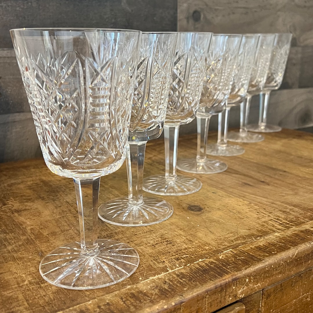 Waterford Crystal Clare Cut Water Goblets - - Wine Glasses - Set of 7 ...