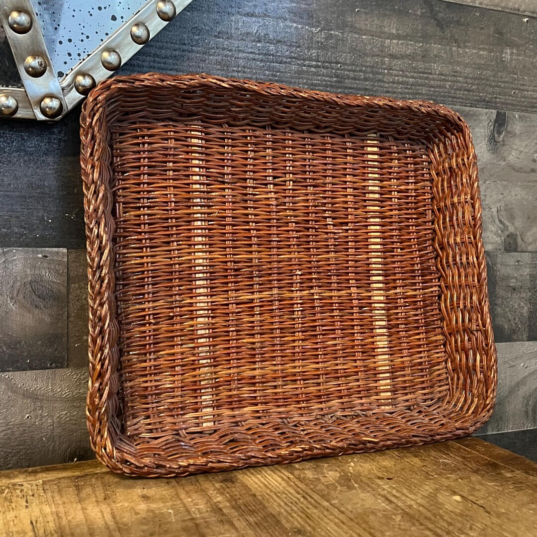 Woven Wicker Rattan Rectangular Tray - Etsy