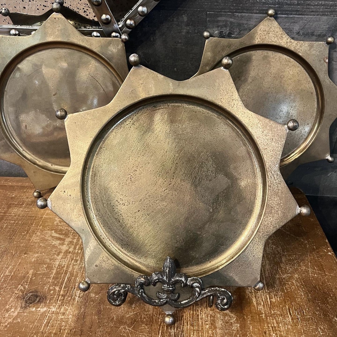 Vintage 9 Point Brass Star Trays - Plant Tray - Centerpiece Tray ...