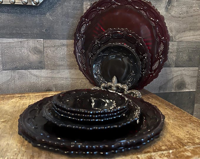 Vintage Avon Cape Cod Ruby Red Plates - Etsy