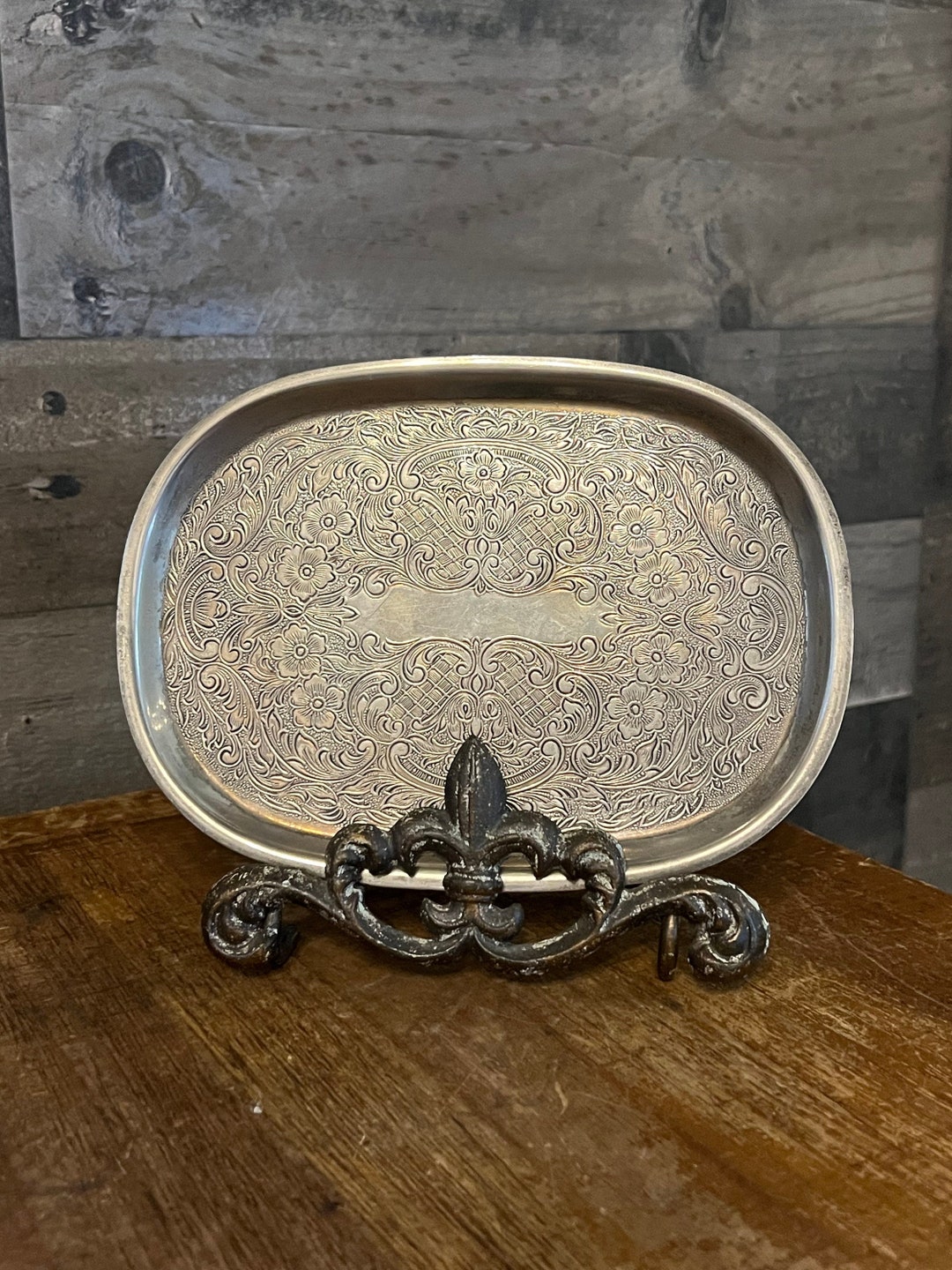 Vintage Academy Silver on Copper Rectangular Tray With Rounded - Etsy