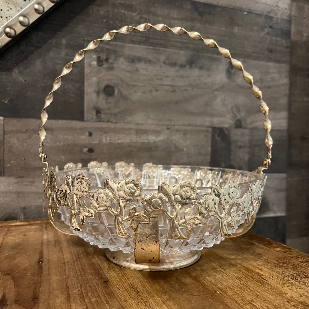 Vintage Westminster Hand Made English Silver Plate Floral Rose Basket ...