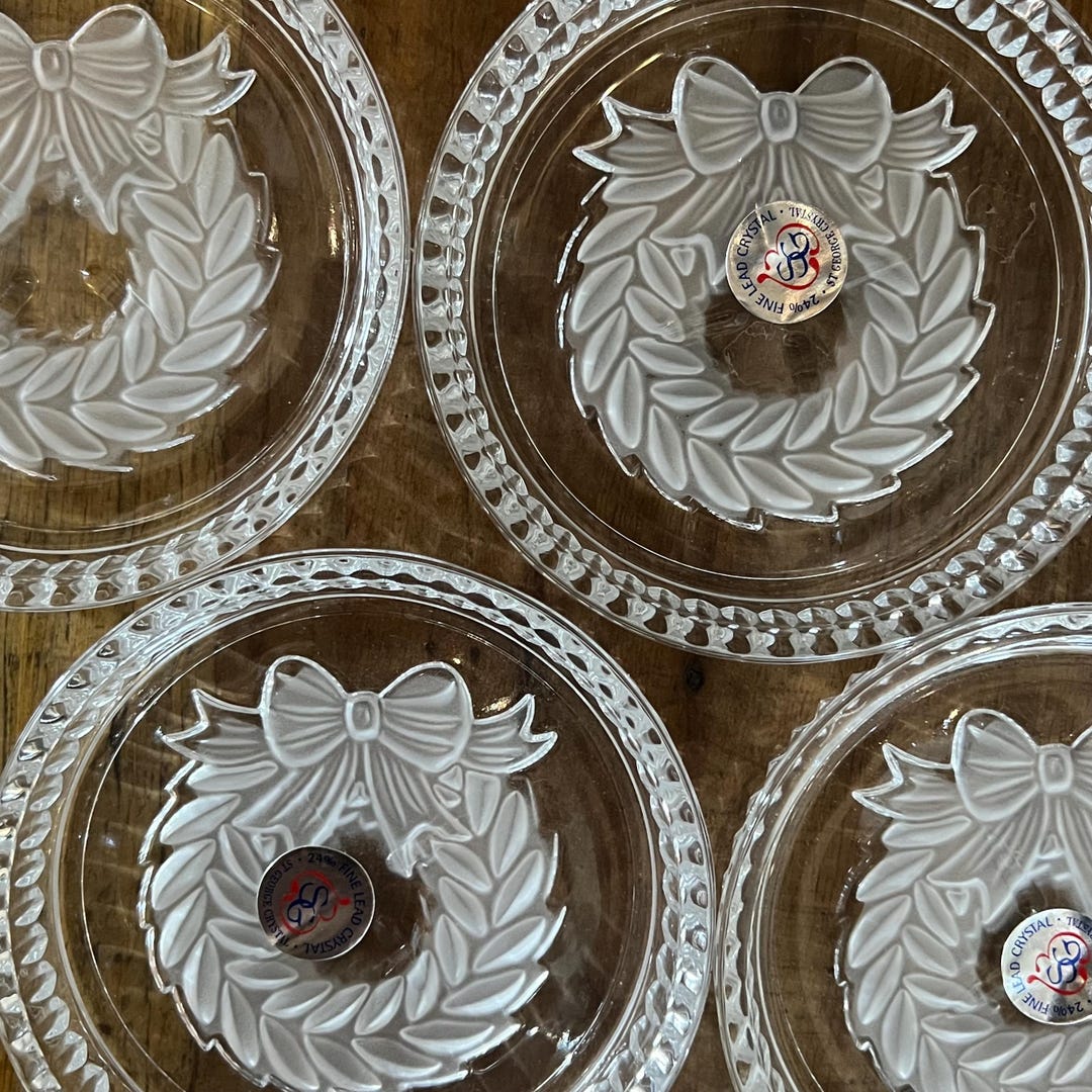 Vintage St. George Crystal Christmas Wreath Coasters - Set of 4 - Etsy