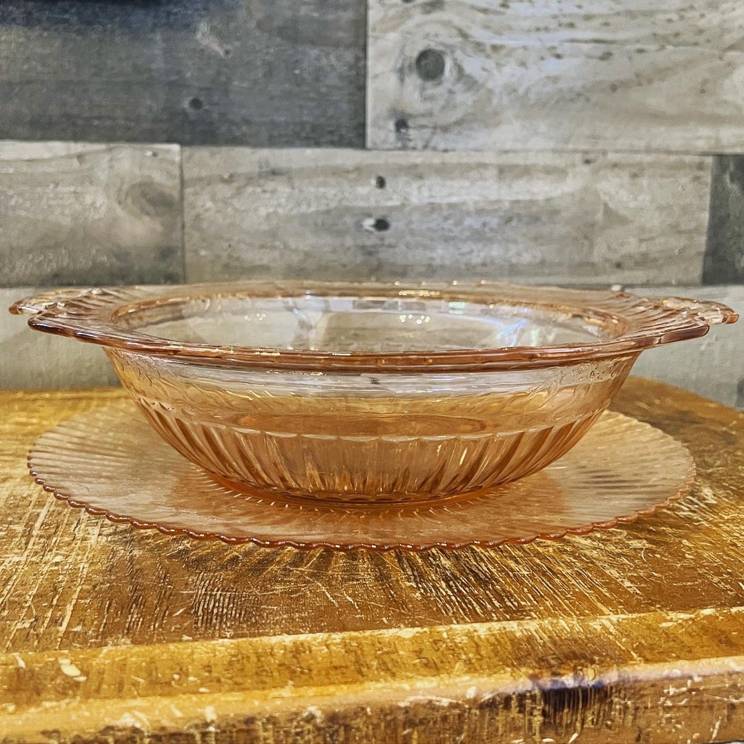Vintage Anchor Hocking Pink Depression Glass Handled Serving - Etsy