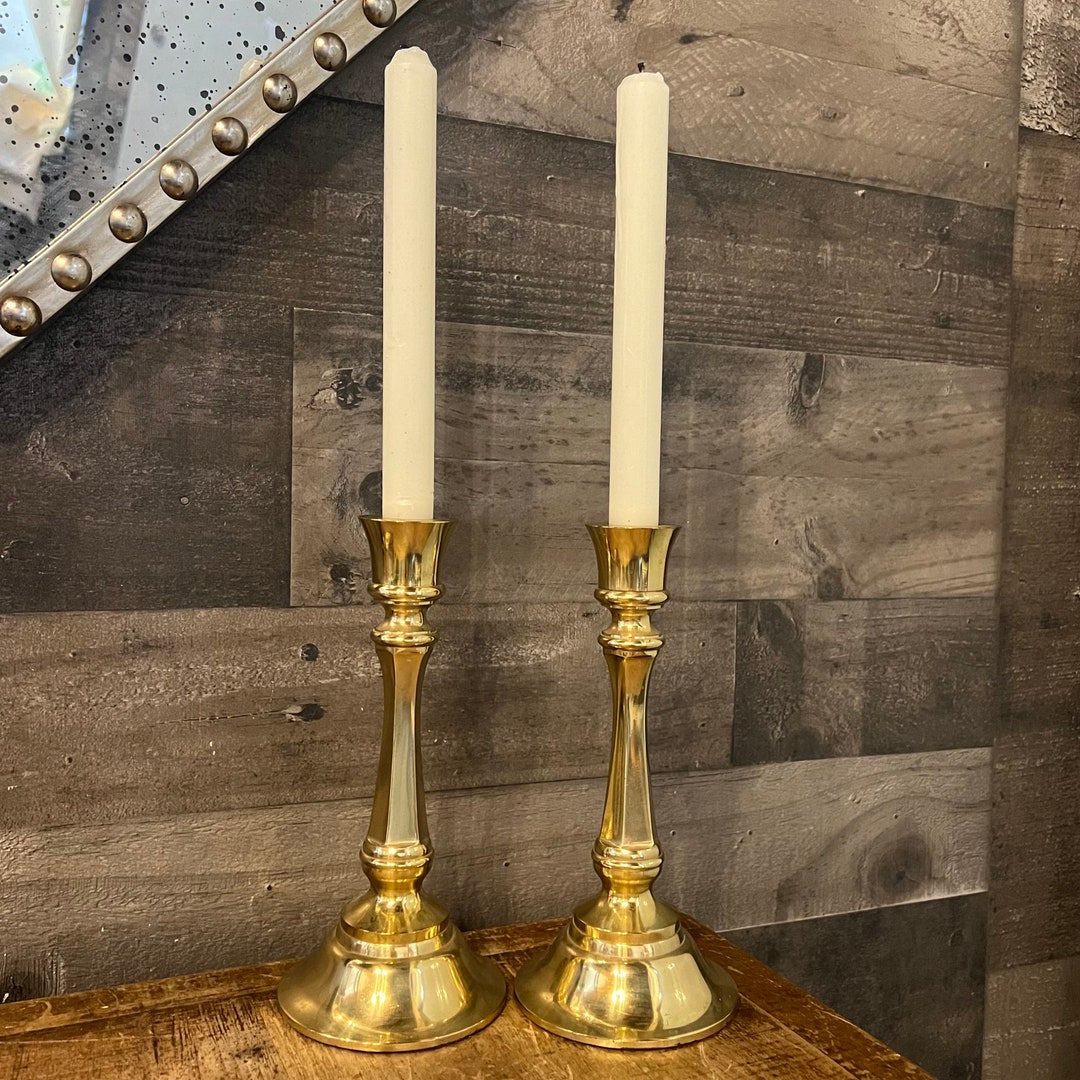 Vintage Pair of Brass Hallmark Candlestick Holders - Etsy