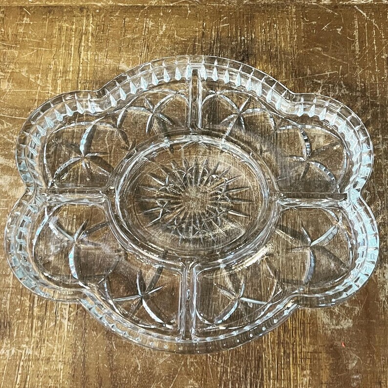 Vintage Laura Glass Works Clear Crystal Divided Compartment - Etsy