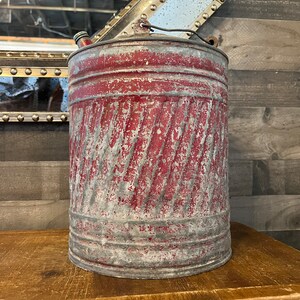 Vintage Galvanized Rustic Metal Handles Gasoline Can - Red Chipped ...