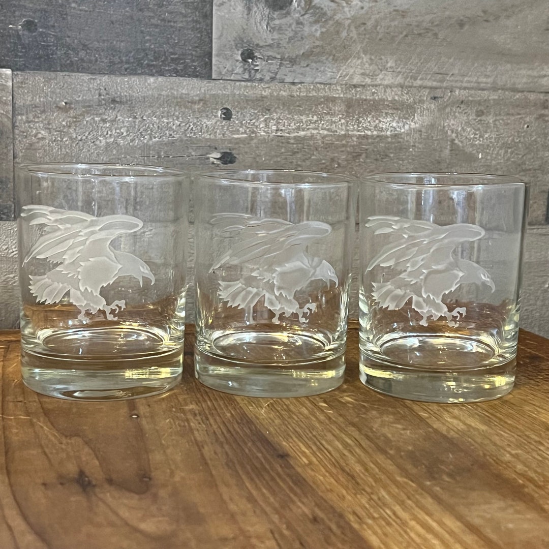 Eagle Etched Rocks Glasses - Set of 3 - Etsy