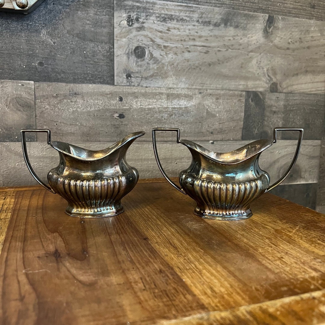 Antique B Altman & Co Silver Plated Handled Cream and Sugar Bowls - Etsy