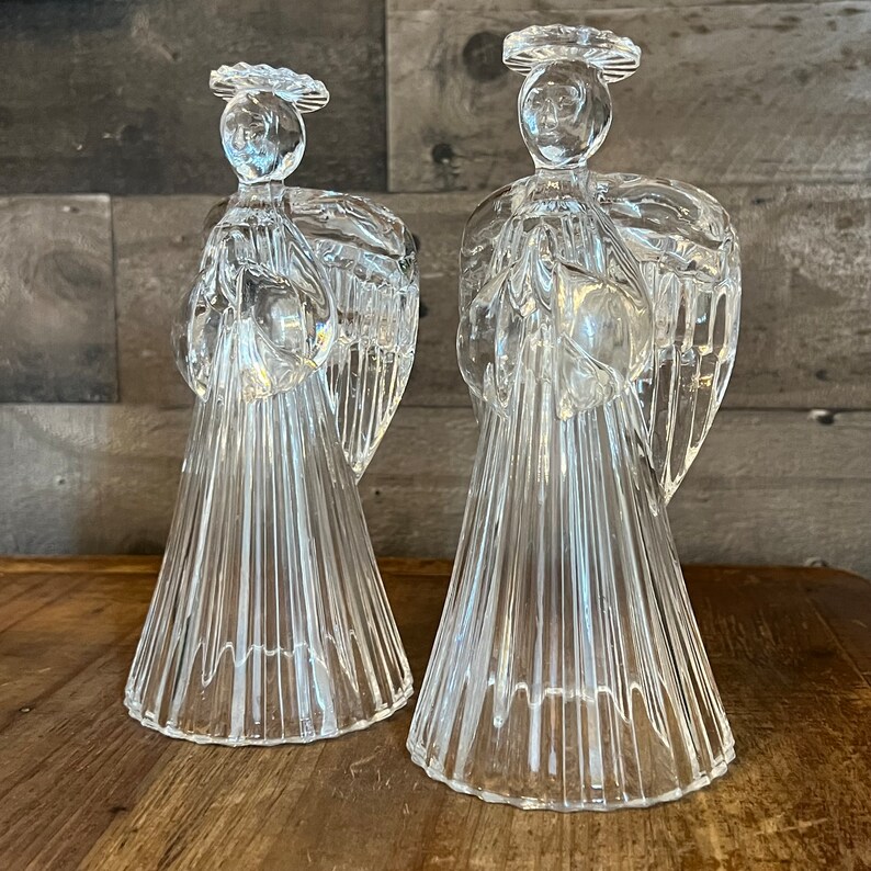 2 Crystal Angel Candlestick Holders - Religious Candlestick Holders ...