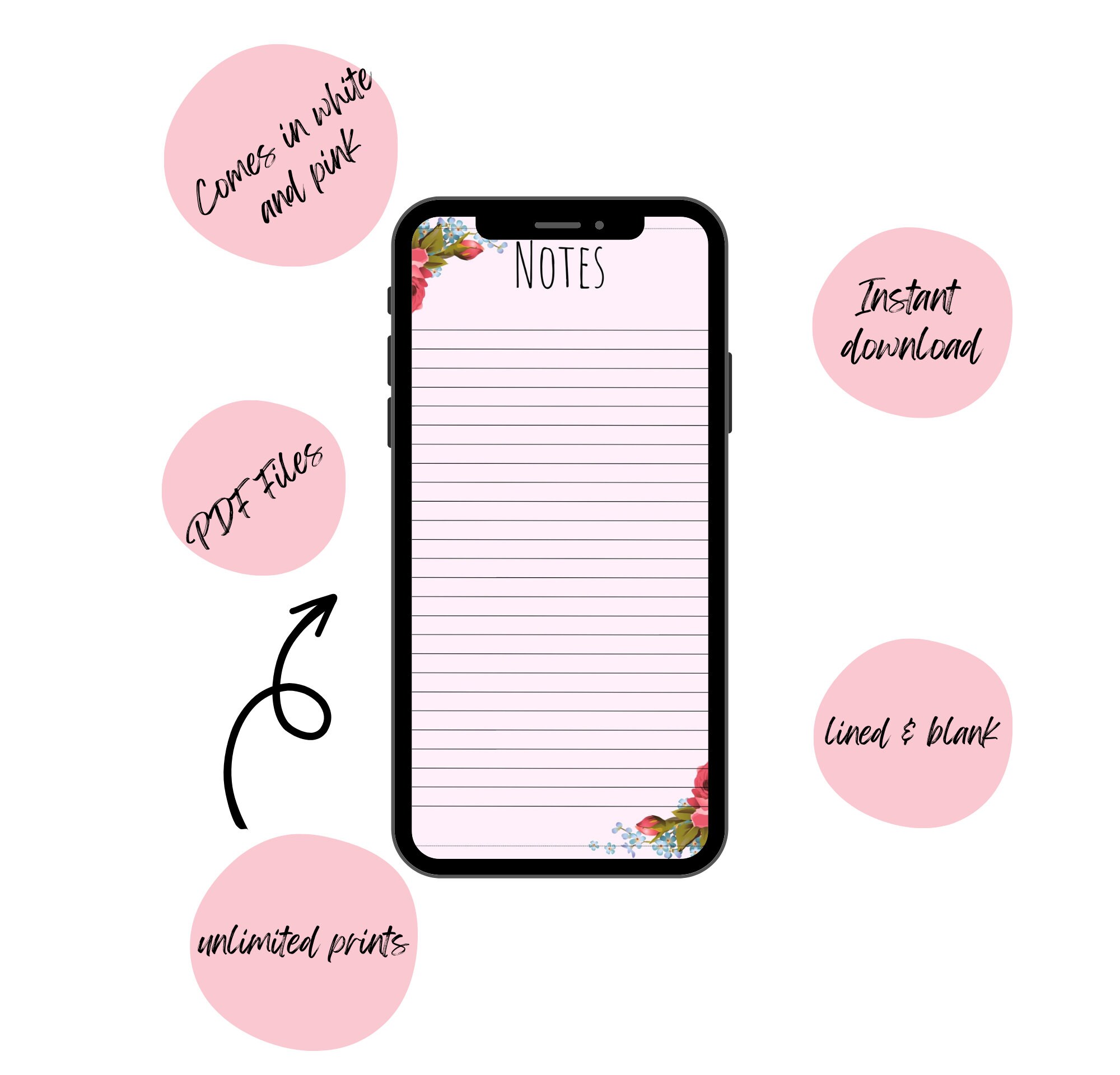 Lovely Floral Printable Note Pages, US Letter Size - Etsy