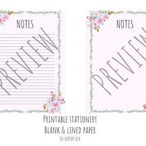 Printable Floral Stationary, Printable Writing Paper, Notepaper ...