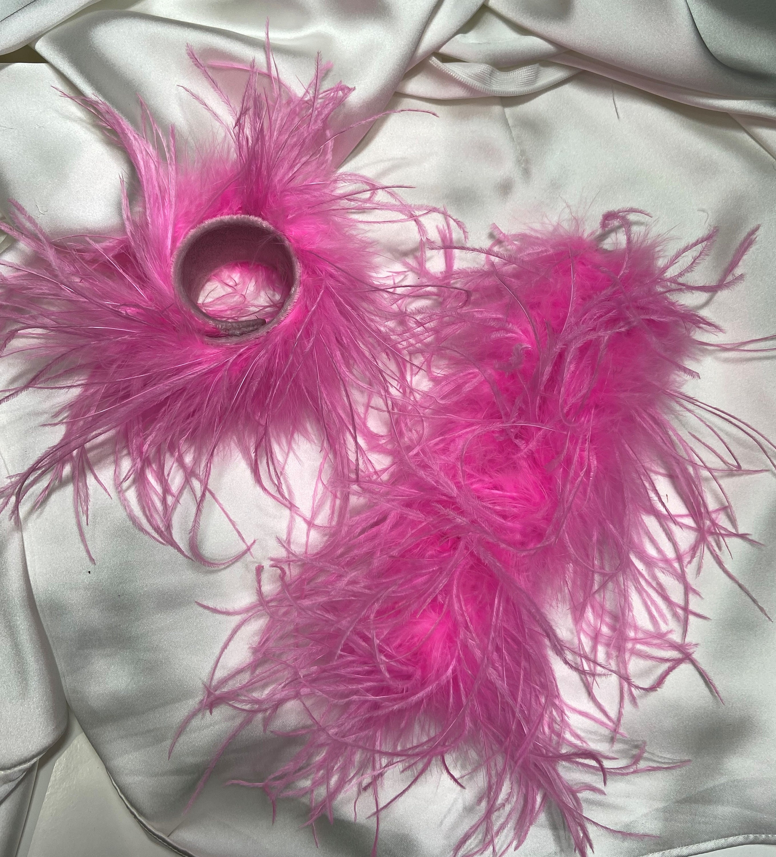 Ostrich Feather Slap on Cuff Bracelet - PINK - Etsy UK