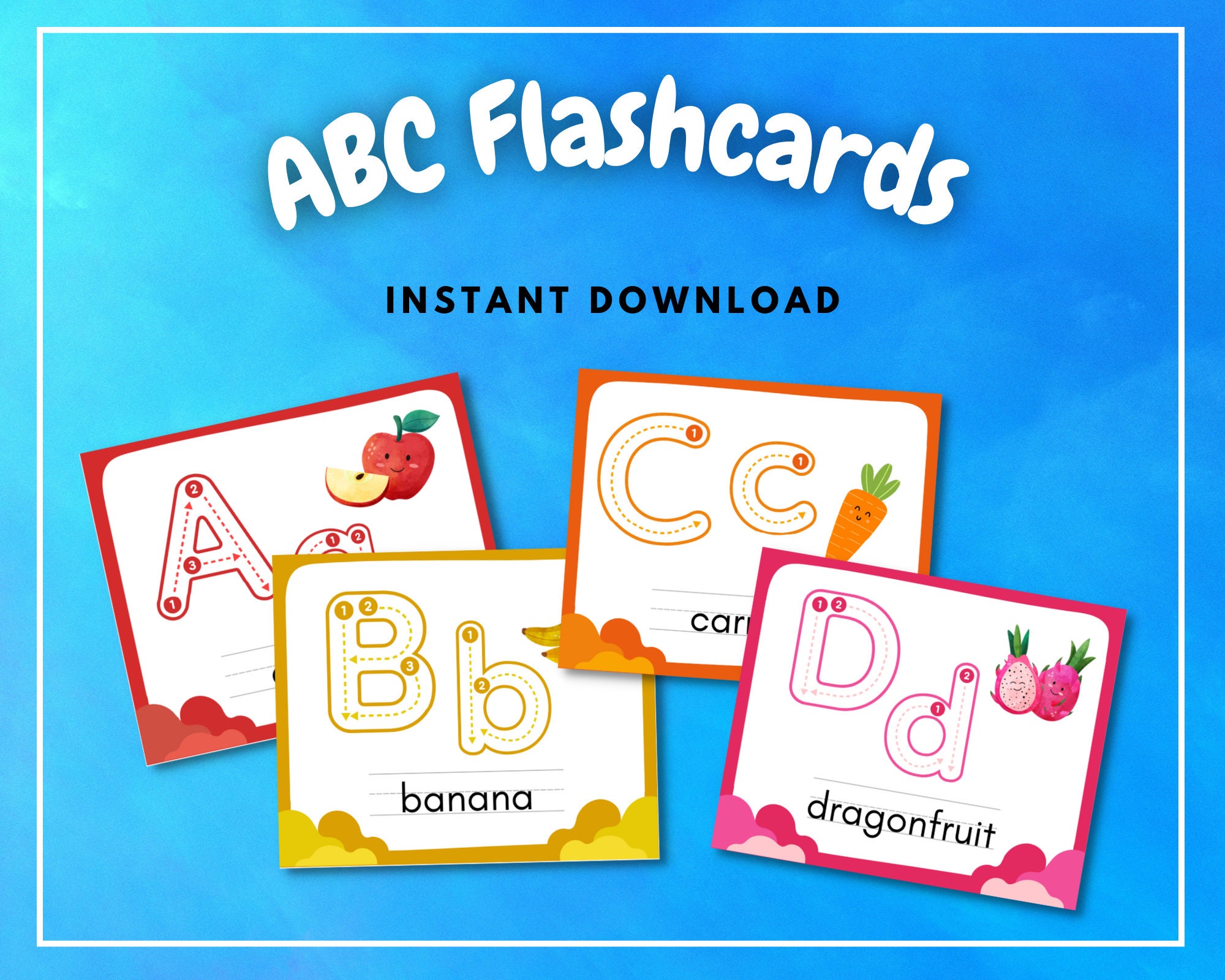Printable ABC Flash Cards for Alphabet and Phonics Learning Traceable ...