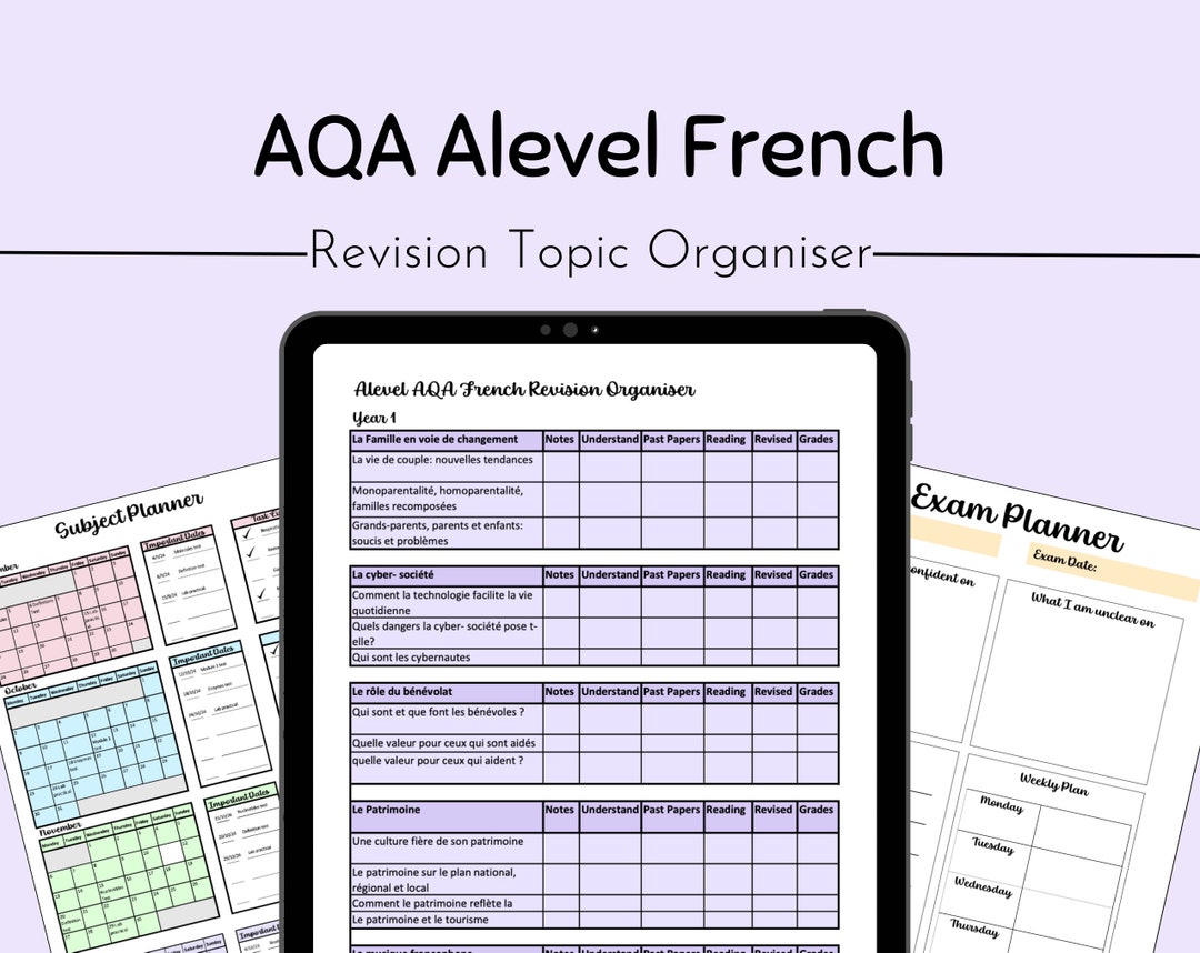 AQA Alevel French Topic Organiser / Progress Tracker / Checklist - Etsy