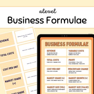A-level Business Formulae Equation Flashcards & Revision Sheet - Etsy