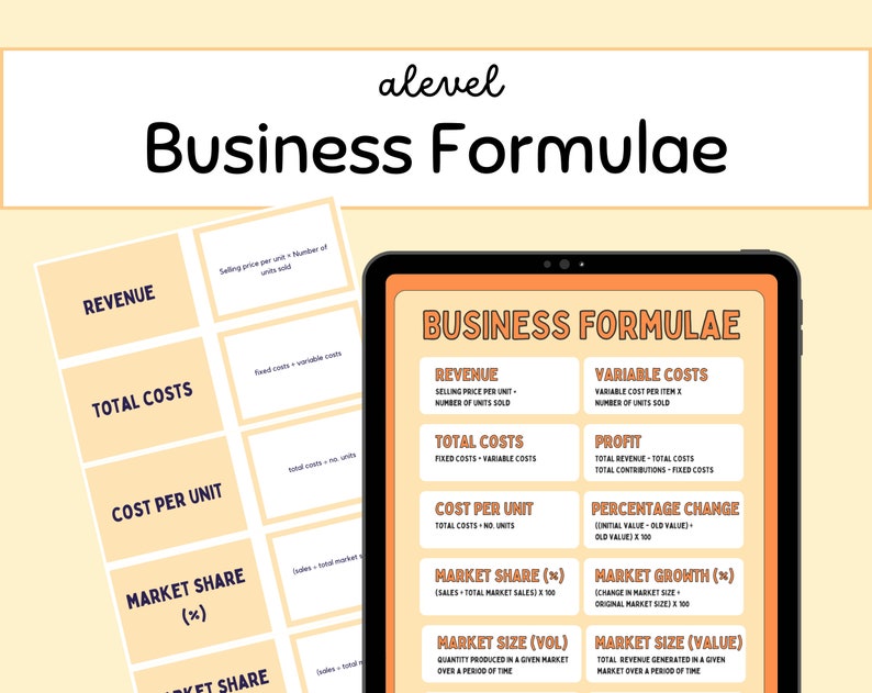 A-level Business Formulae Equation Flashcards & Revision Sheet - Etsy