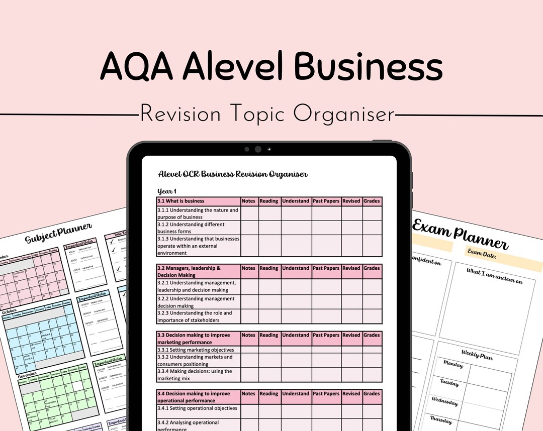AQA Alevel Business Topic Organiser / Progress Tracker / Checklist - Etsy
