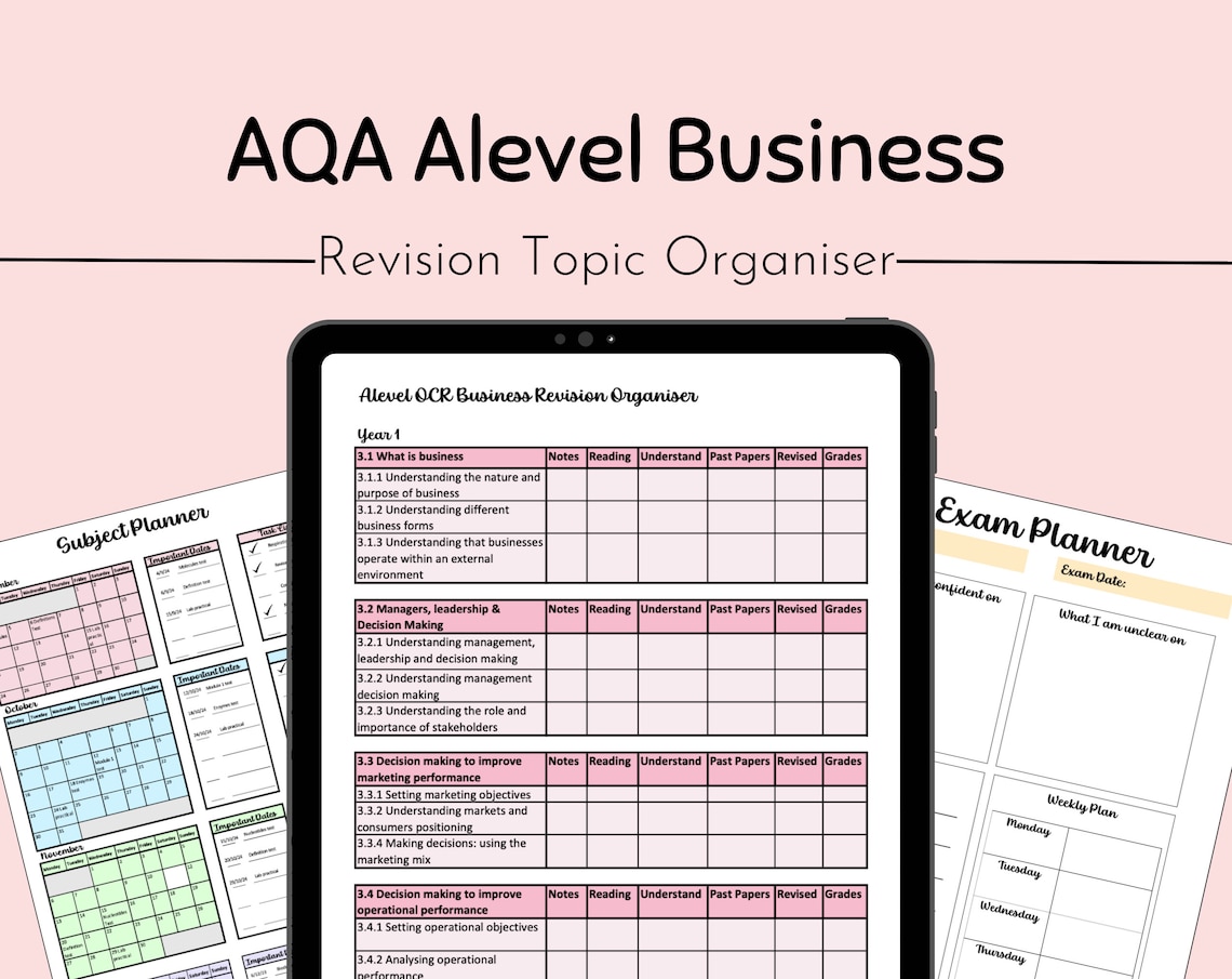 AQA Alevel Business Topic Organiser / Progress Tracker / Checklist - Etsy