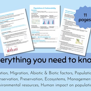 OCR A A-level Biology Populations & Sustainability Revision Notes - Etsy