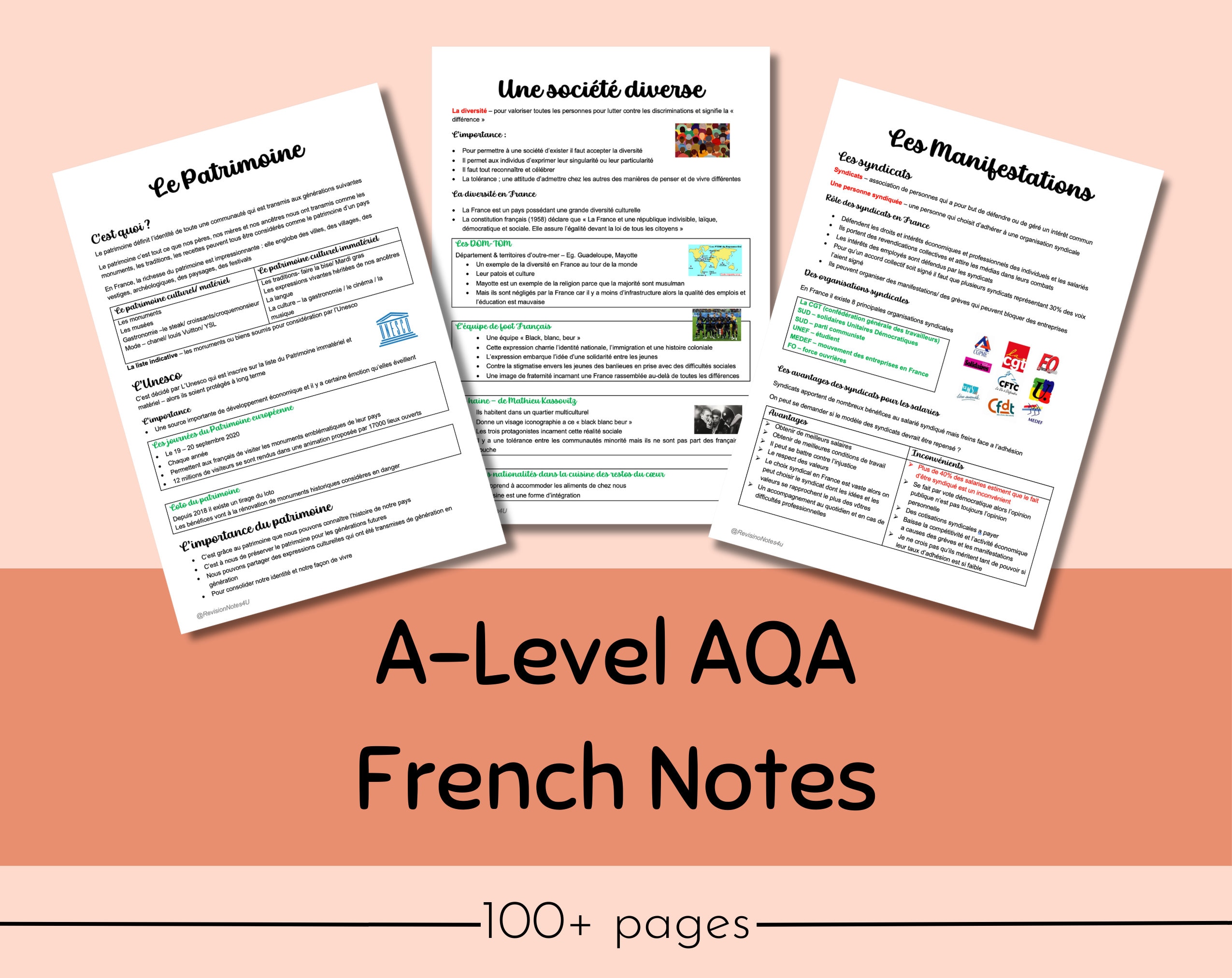 AQA A-level French Revision Notes Year 1 2 - Etsy