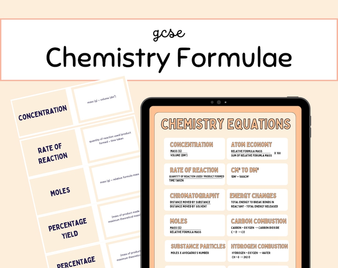 GCSE Chemistry Formulae Equation Flashcards & Revision Sheet - Etsy
