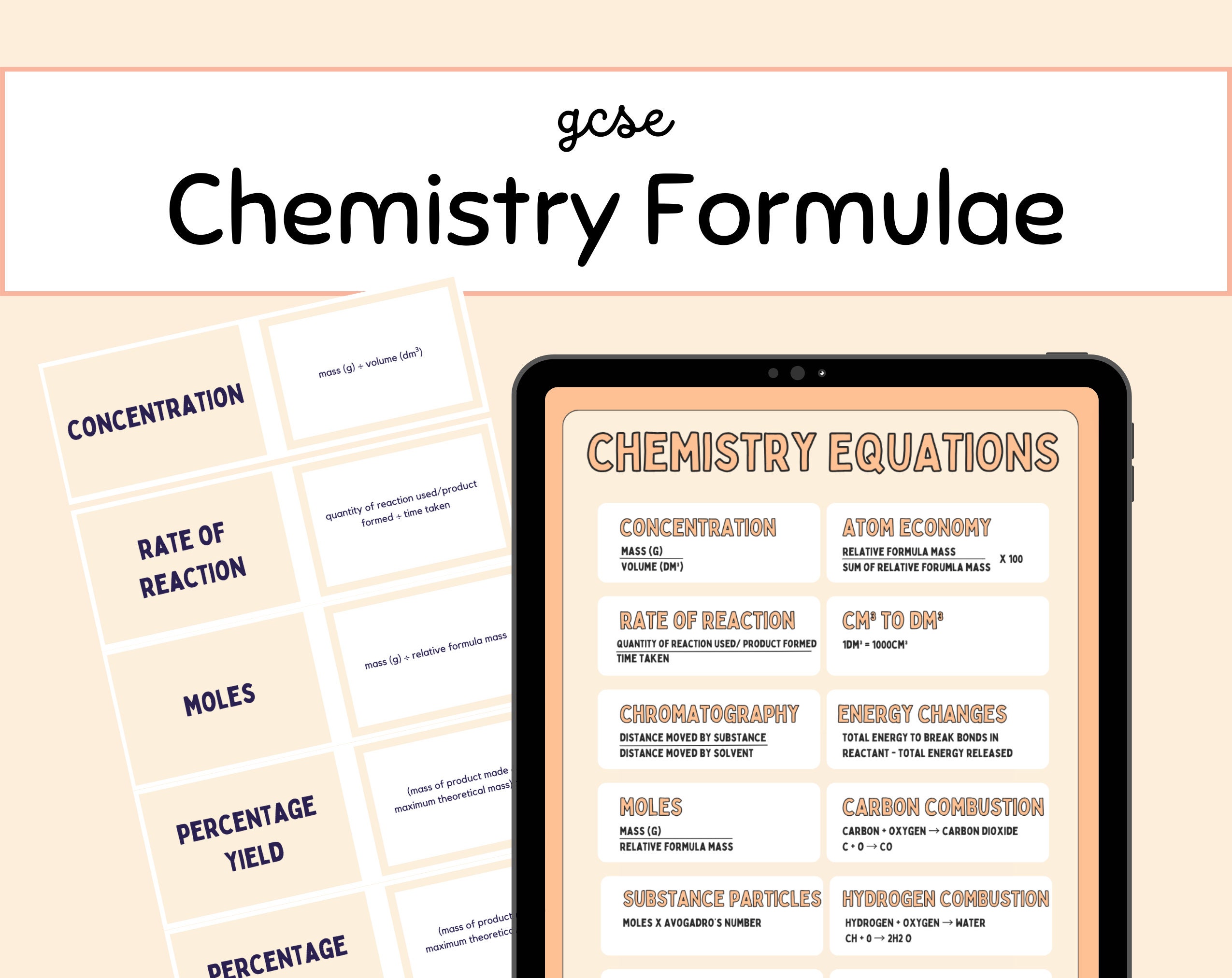 GCSE Chemistry Formulae Equation Flashcards & Revision Sheet - Etsy