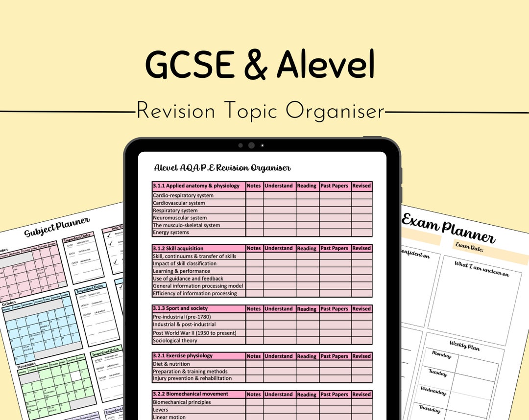 GCSE & Alevel Topic Organiser - Etsy